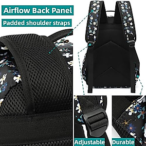 Leaper Water-resistant Floral Laptop Backpack Travel Bag Bookbags Satchel (White-Sunflower)