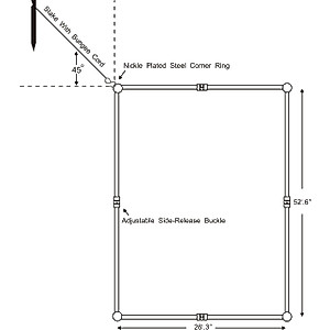 Home Court 1-inch Adjustable 8-meter (26.3' x 52.6') Sand Setup Line for Traditional Short Court Volleyball Courts - Full Court Size for Beach Volleyball Courts; M817AS (Black)