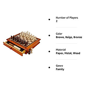 Juegoal Wooden Chess & Checkers Set with Storage Drawer, 12 Inch Classic 2 in 1 Board Games for Kids and Adults, Travel Portable Chess Game Sets, 2 Extra Queen, Extra 24 Wooden Checkers Pieces