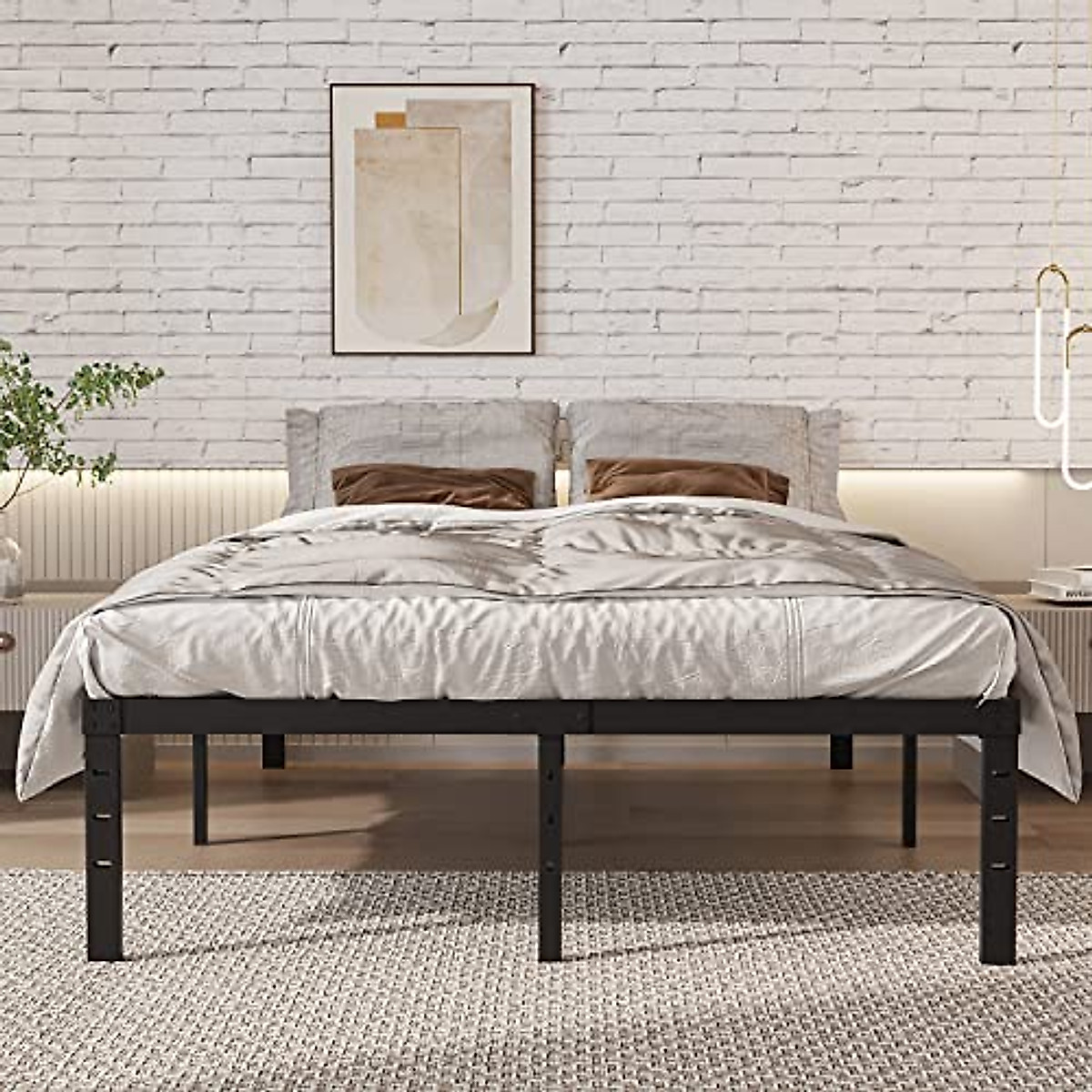 Oliway Full Bed Frame, 18 Inch Tall Metal Platform Bed Frame, Heavy Duty 3500lbs Steel Slat Support, Easy Assembly, Noise Free, No Box Spring Needed, Mattress Foundation, Underbed Storage Space