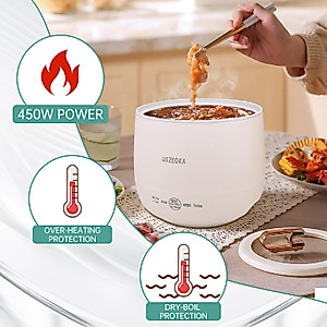 Portable Mini Rice Cooker 1 Cup, 1.5L Small Non-Stick Electric Hot Pot Ramen Cooker with Over-Heating and Boil Dry Protection for Travel, Office, Cooking Rice, Soup, Dorm For 1-2 People, Blue