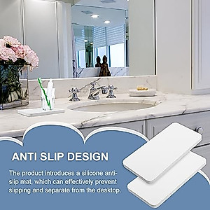 5PCS Water Absorbent Diatomite Coasters, Diatomaceous Earth Coaster Instant Dry Sink Organizer Water Absorbing Stone Tray for Sink, for Bathroom Kitchen Sink Countertop(White)