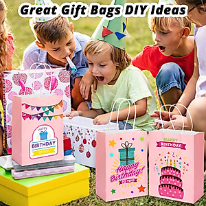 100 Pack 5.9x3.15x8.26 inch Small Pink Gift Bags, Kraft Bags with Handles Bulk for Birthday Party Favors,Gift Paper Bags,Retail Shopping Business Goody Craft Gift Bags