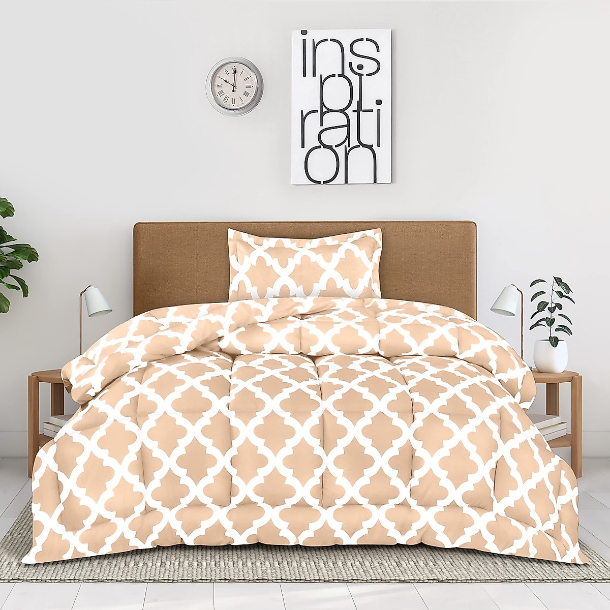 Utopia Bedding - Comforter Set with 1 Pillow Sham - 2 Pieces Bedding Comforter Sets - Down Alternative Comforter - Soft and Comfortable - Machine Washable, Beige, Twin