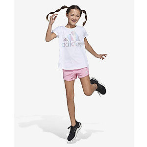 adidas Girls' Stripe Mesh Shorts, Light Pink, Large