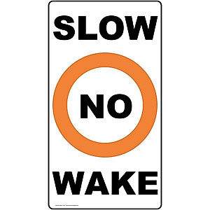 ComplianceSigns.com Slow No Wake Safety Label Decal, 24x13 inch 2-Pack Reflective Vinyl for Recreation