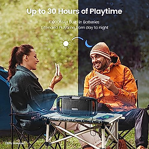 DBSOARS Bluetooth Speakers with Subwoofer, Portable 50W Stereo Sound Wireless Speaker, IPX5 Waterproof Outdoor Speakers with TWS Pairing, Built-in Mic, Power Bank, 30H Playtime, AUX for Camping, Beach