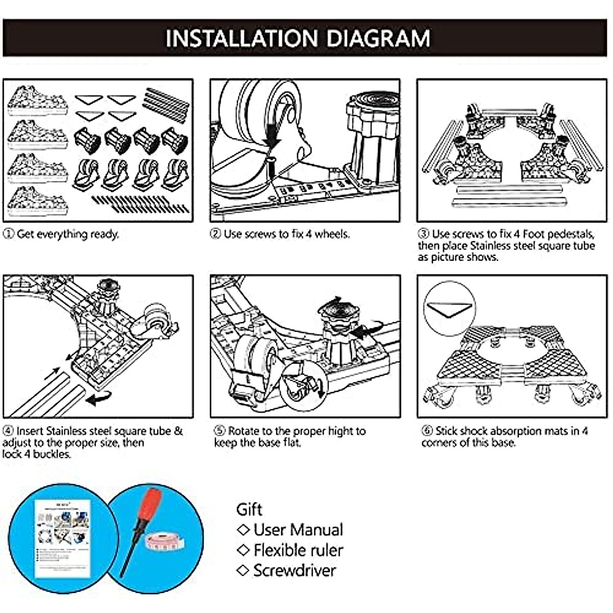 Mini Fridge Stand Universal Stand Base Adjustable Refrigerator Stand with 4 Strong Feet Washing Machine Pedestal Multi-Functional Base for Dryer, Load-Bearing up to 300 kg