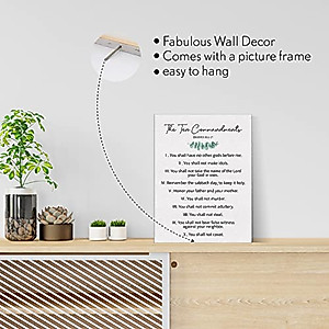 the Ten Commandments Bible Verse Canvas Painting Framed Wall Art Decor for Living Room Bedroom, Exodus 20:1-17 Christian Scripture Canvas Poster Print Decorative Gift