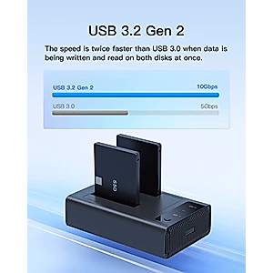 Inateck USB 3.2 Gen 2 Hard Drive Docking Station, ONLY for 2.5" SATA SSD/HDD, with Software Clone Function