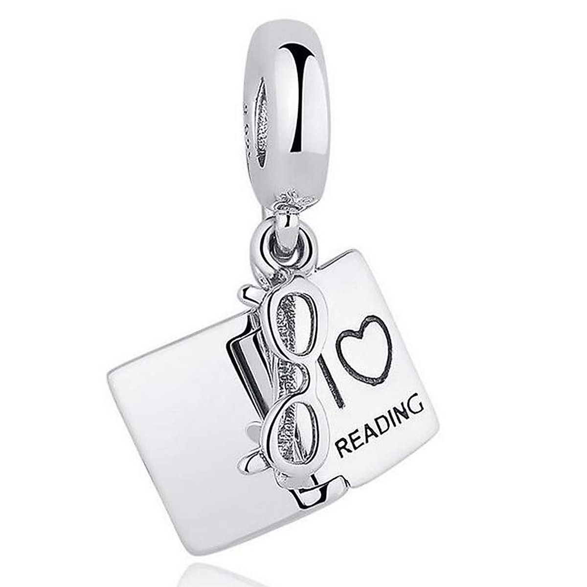925 Sterling Silver I Love Reading Dangle Charm Beads Lucky Book Fits Pandora Bracelet Charms & European Bracelets