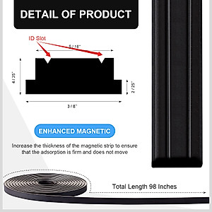 Thicken Shower Door Magnetic Strip Replacement, RV Shower Door Magnet Seal Strip Replacement Magnetic Strip for Framed and Semi Frameless Swinging Glass Shower Doors, 3/8 x 4/25 in(1 Roll,98 Inch)