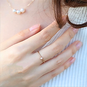 WDIYIEETN 18K Gold Plated Simple Pearl Ring Four Claw Round Dainty Pearl Ring Ladies Wedding Ring (5)