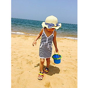 Spring/Summer Cotton Baby Girls 's Outdoor Bowknot Sun Hat/Beach Hat (18.5 in(47 cm)/6-12 Months, Straw hat)