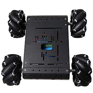 SmaringWing Premium 4WD Mecanum Wheel Robotic Chassis Kit for Arduino/Raspberry pi/Micobit, C400 96mm Omnidirectional Wheel DIY Smart RC Metal Car Chassis Platform with DC Speed Encoder Motor