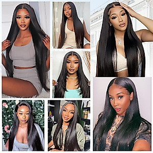 Feibin 13x4 Lace Frontal Closure 8 Inch Ear To Ear Free Part lace Closure Brazilian Silky Straight Frontal Human Hair Extension Pre-Plucked Frontal Closure Natural Black Color
