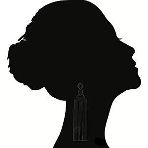 CALORVIA Boho Long Tassel Dangle Drop Earrings Trendy Handmade Layered Fringe Large Chandelier Statement Formal Jewelry for Women (Black)