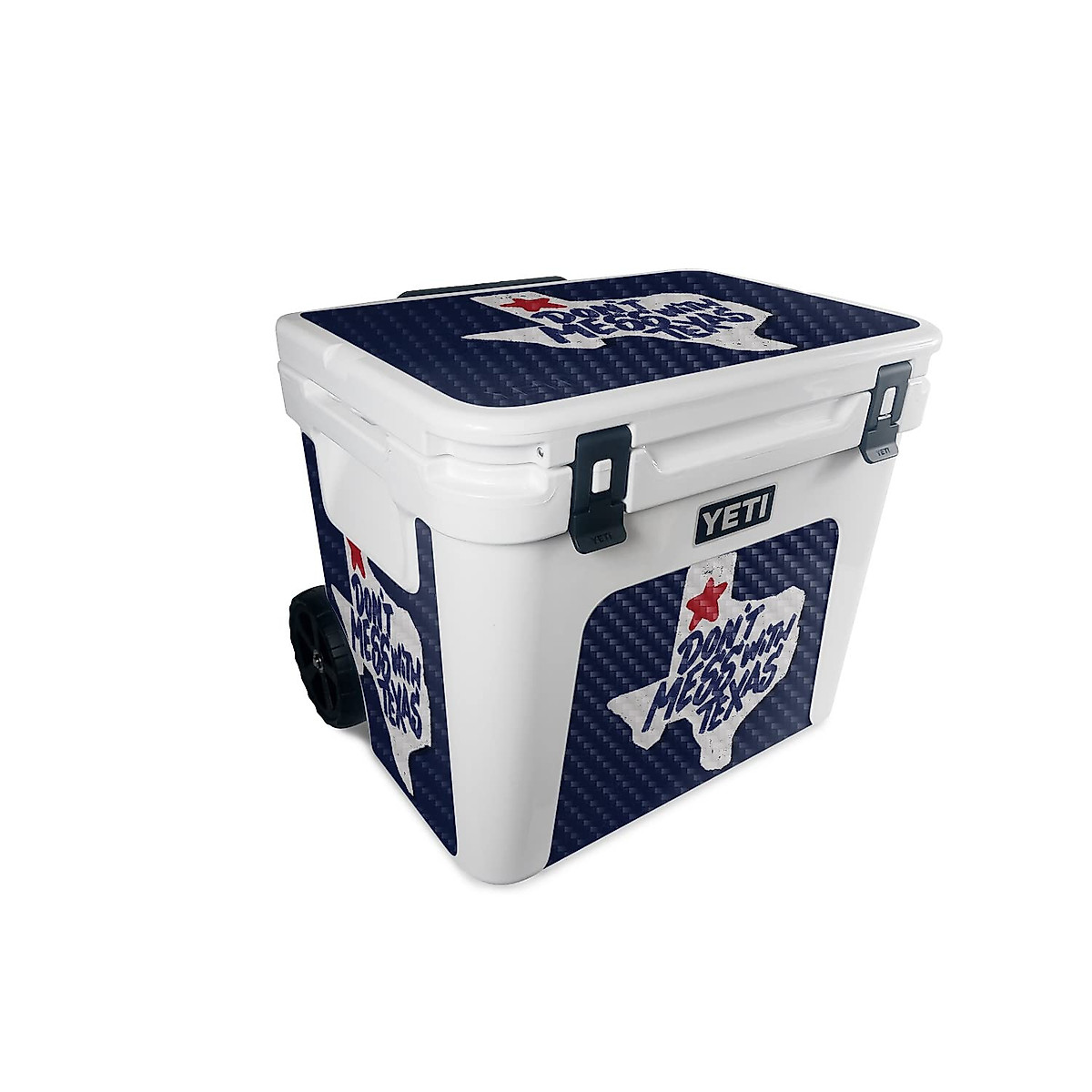 MightySkins Carbon Fiber Skin Compatible With Yeti Roadie 60 Wheeled Cooler - Dont Mess With Texas | Protective, Durable Textured Carbon Fiber Finish | Easy to Apply and Change Style | Made in The USA