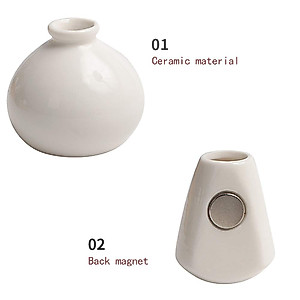 Pearlead Set of 6 Magnetic Mini Ceramic Vase Refrigerator Magnets Sticker Fridge Whiteboard Magnets for Home and Office Refrigerator Decoration