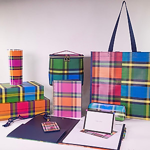 kate spade new york Cute Stainless Steel Mug, 24 Ounce Travel Tumbler, Double Wall Insulated Cup with Lid, Grand Plaid Duo