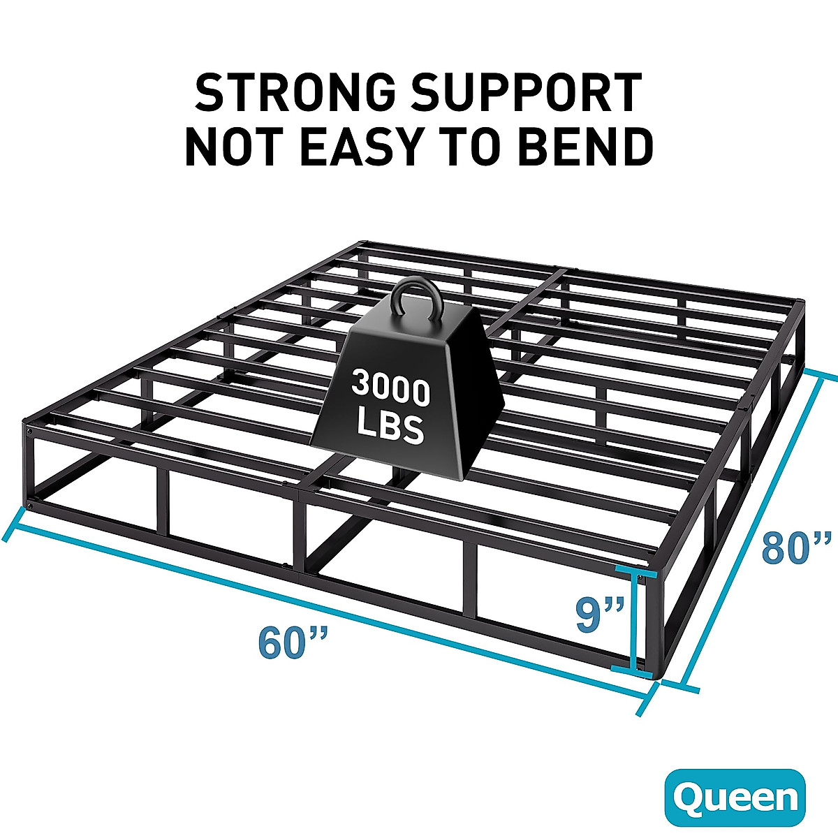 NONOSAMA Queen-Box-Spring, 9 inch Box Spring for Queen Bed，Metal High Profile Box Spring Queen,Mattress Foundation,Easy to Assemble,Heavy Duty,No Squeaky