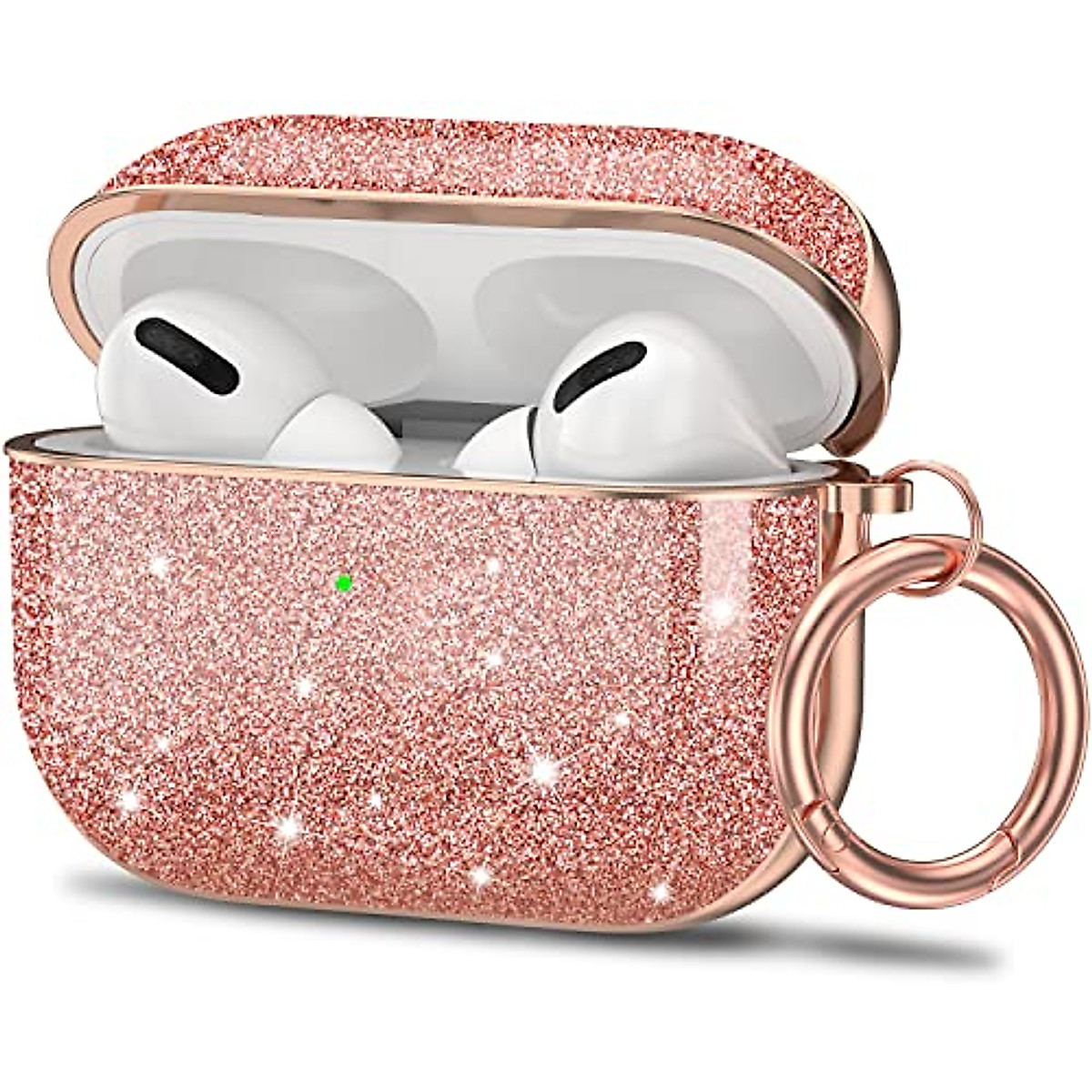 Aiiko Apple Airpods Pro 2nd Generation Case, Glitter Airpods Pro 2 Case Cover with Keychain for Girls Women Glossy Hard Airpods Pro 2 Case Compatible AirPods Pro 2nd Generation Charging Case(RoseGold)