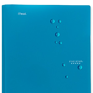 Five Star 2 Pocket Folders, 4 Pack, Plastic Folders with Prong Fasteners, Holds 11” x 8-1/2”, Tidewater Blue, White, Amethyst Purple, Harvest Yellow (38136)