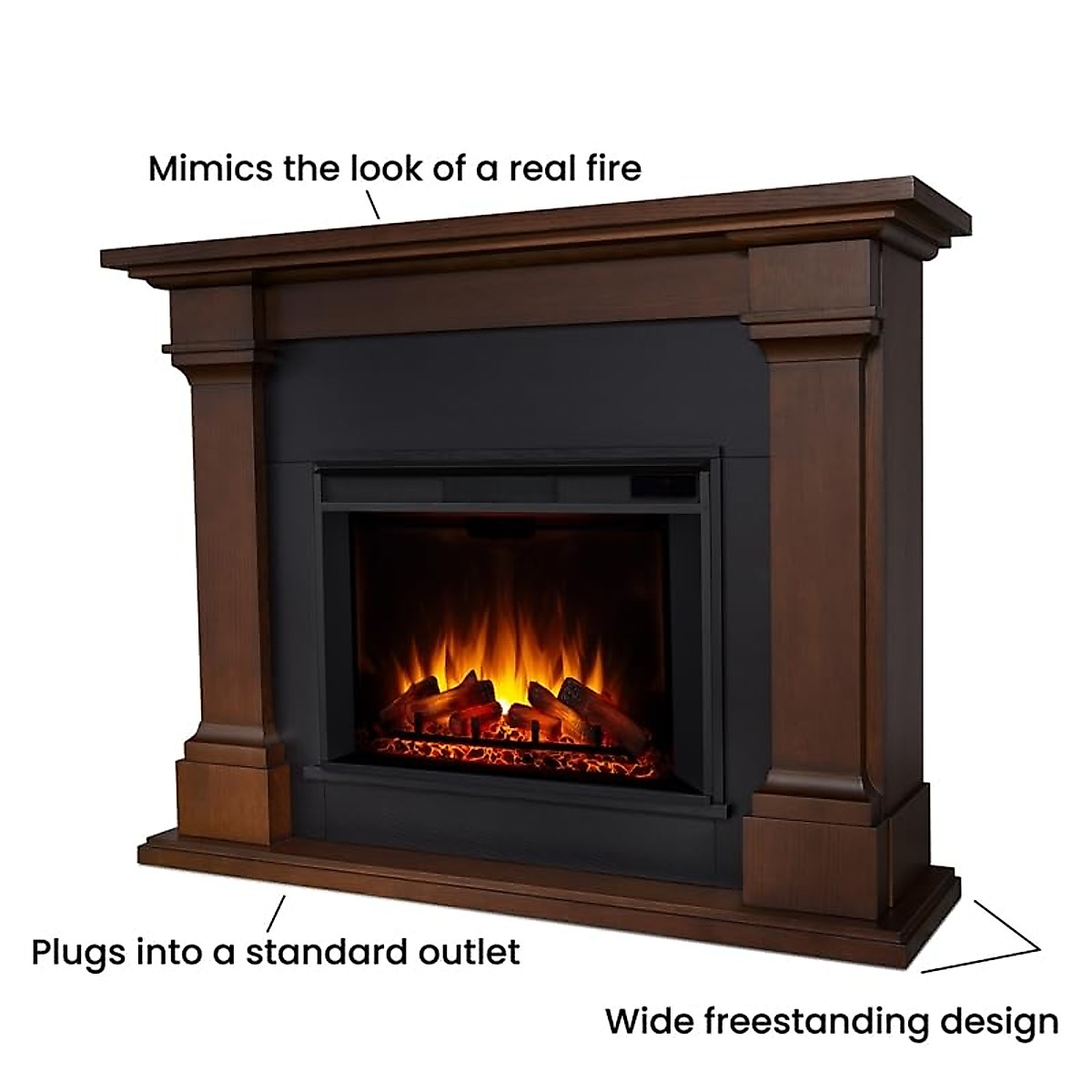 BOWERY HILL Traditional Corner Electric Fireplace Mantel Heater with Remote Control, Adjustable Led Flame 1500W in Chestnut Oak