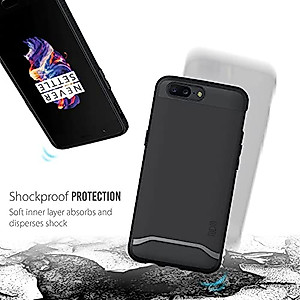TUDIA DualShield Designed for OnePlus 5 Case, [Merge] Shockproof Heavy Duty Military Grade Dual Layer Slim Protective Case Cover - Matte Black