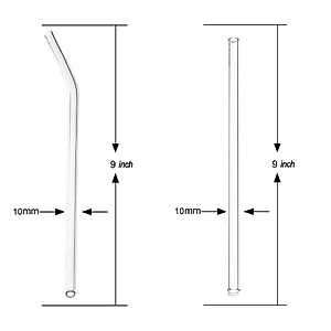 Glass Straws Clear 9 inches x 10 mm Drinking Straws Reusable Straws Healthy Reusable Eco Friendly BPA Free 4 Pack with Cleaning Brush
