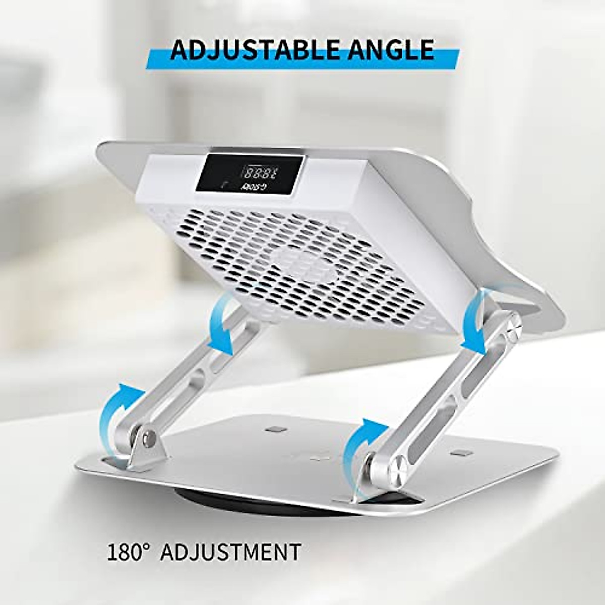 G-STORY Adjustable Laptop Stand, Portable Laptop Riser for 17.3inch Laptops, Adjustment Laptop Stand for Desk, Portable Laptop Riser Holds Up to 17.6lbs Laptop Riser for Notebook (Stand+Fan)