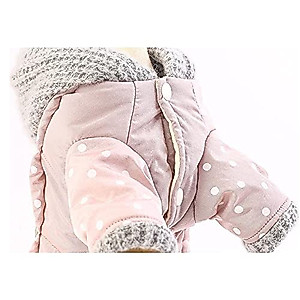 HOUKAI Winter Dog Clothes Cute Dots Pets Clothing Warm Dog Jumpsuit Coat Jacket Warm Hoodie (Color : Pink, Size : XS Code)