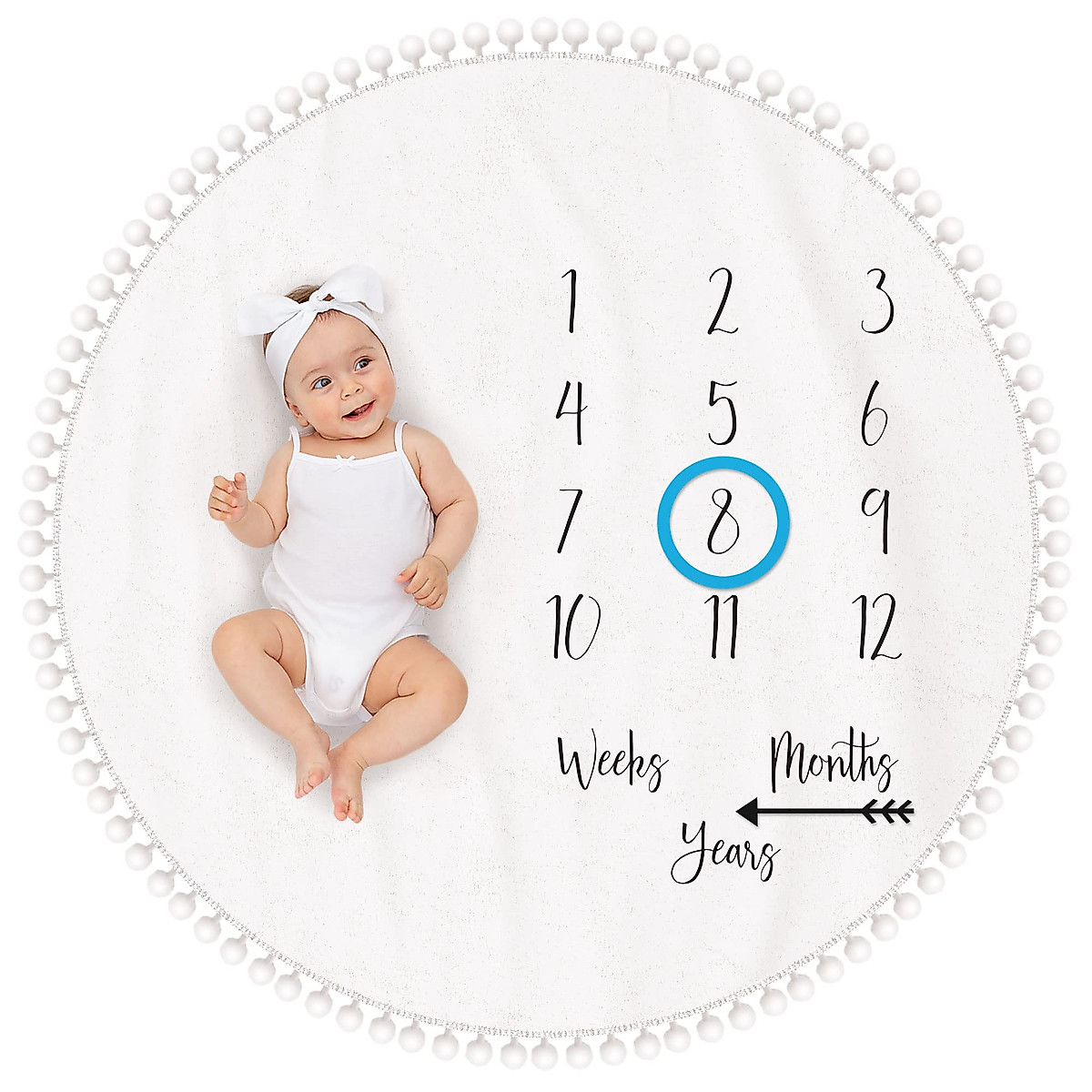 Swaddling Blankets Milestone Blanket with 2 Placement Markers , Gender Neutral Baby Monthly Growth Chart (60inchx40inch)