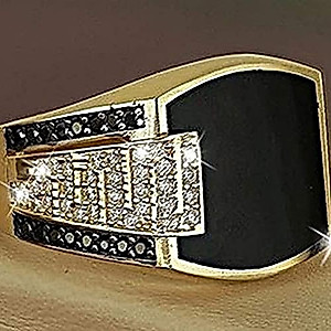 Alloy Ring Black Diamond Jewelry Gift Alloy Natural Gemstone Wedding Ring For Party