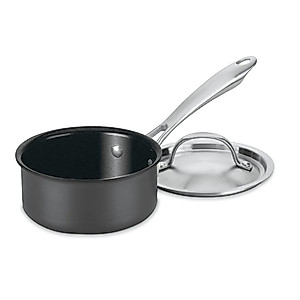 Cuisinart GG19-14 GreenGourmet Hard-Anodized Nonstick 1-Quart Saucepan with Cover, Black/Stainless