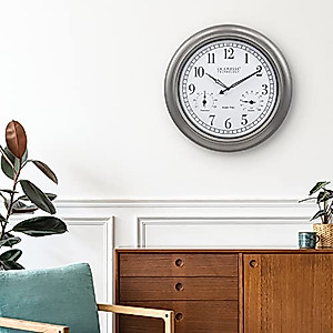 La Crosse Technology 404-00237-INT 18" Atomic Outdoor Clock with Thermometer & Hygrometer