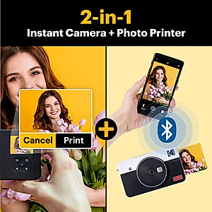 KODAK Mini Shot 2 Retro 4PASS 2-in-1 Instant Camera and Photo Printer (2.1x3.4 inches) + 8 Sheets, Yellow
