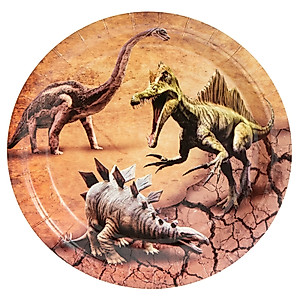 Juvale 144 Piece Jurassic Dinosaur Birthday Party Supplies with Dino Plates, Knives, Spoons, Forks, Cups, and Napkins (Serves 24)