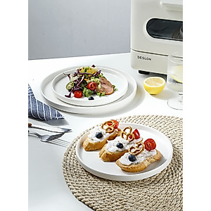 Onniyor Porcelain Dinner Plates Set, Round Dessert Salad Plates, 8 inch Serving Dishes, Scratch Resistant Flat Plates, Microwave, Oven, and Dishwasher Safe, Set of 6, White