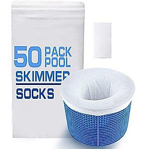 GOKU 50 Pack Pool Skimmer Socks for Above Ground Pool & Inground Pool, Debris Pollen Pool Filter Socks for Skimmer Basket, Hair Leaves Fine Mesh Net Liners Filter Savers Scum Sock Reusable