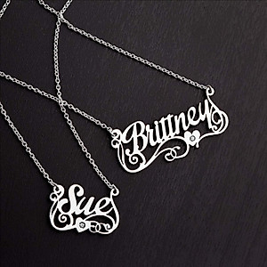 TSD 10K Yellow Gold Personalized Name Necklace with Diamond Accent by JEWLR*