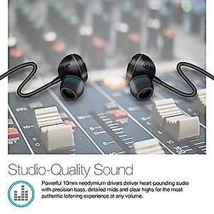 Naztech X1 ANC Active Noise Cancel Earphones In-Ear Comfort & Mic + Travel Case & Airline Adapter Compatible For iPhone, Samsung +More - Black [14509]