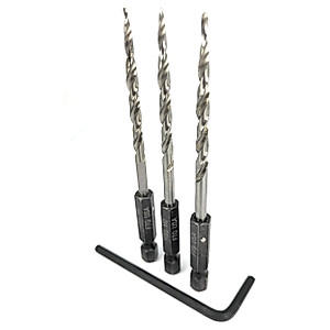 FTG USA Countersink Drill Bit Set 6 Pc #6 (9/64") Wood Countersink Drill Bit Pro Pack Countersink Set, with 3 Replacement Tapered Countersink Bit #6(9/64"), 1 Stop Collar, Hex Wrench