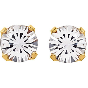 Hypoallergenic Titanium, 14k Gold, Stainless Steel Stud Earrings- Nickel Free Hypoallergenic Earrings for Women, Men, Metal, Cubic Zirconia Created Amethyst Created Emerald