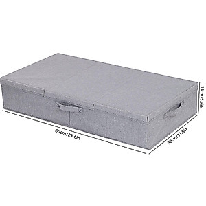 YheenLf Under Bed Storage Containers Bin with Lids Handle, Foldable Sturdy Storage Bags with Handles for Organizing Clothes, Shoes, Blankets, Pillows, Grey, 1 Pack, 23.6" L x 11.8" W x 5.9" H