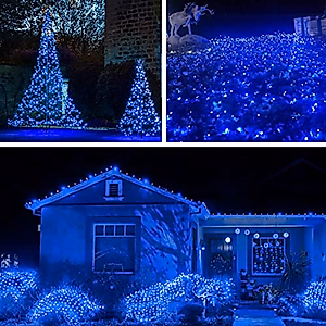 suddus 66ft 200 LED Outdoor String Lights, Blue Fairy Lights Battery Operated with Remote, Led Twinkle Lights for Bedroom, Dorm, Patio, Tapestry, Backyard, Garden, Christmas, Party, Indoor