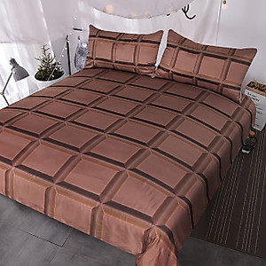 Blessliving Chocolate Bar Bedding 3 Piece Super Soft Funny Bed Sets 3D Realistic Giant Chocolate Duvet Cover for Boys Girls (Queen)