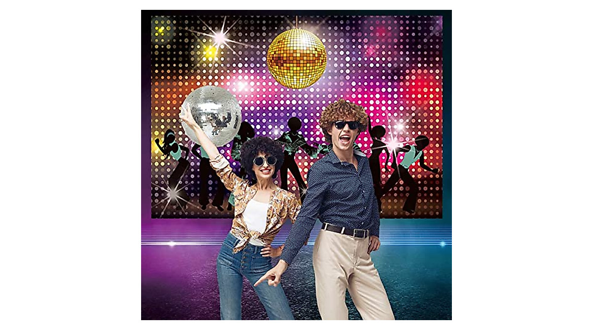 Allenjoy 70s Disco Backdrop: Neon Party & Photo Booth Prop