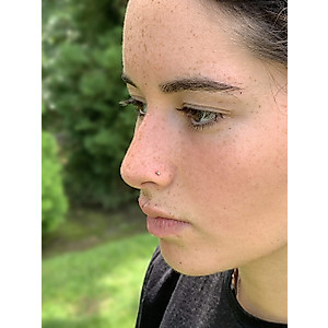 Lavari Jewelers 0.01 Carat Genuine Diamond Curved Screw Nose Ring for Women in 14k White Gold 20 Gauge