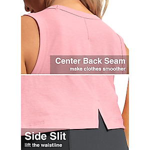 Hiverlay Workout Tank Tops for Women Sleeveless Athletic Cropped Tank Top Sports Gym Muscle Running Shirts Pink L